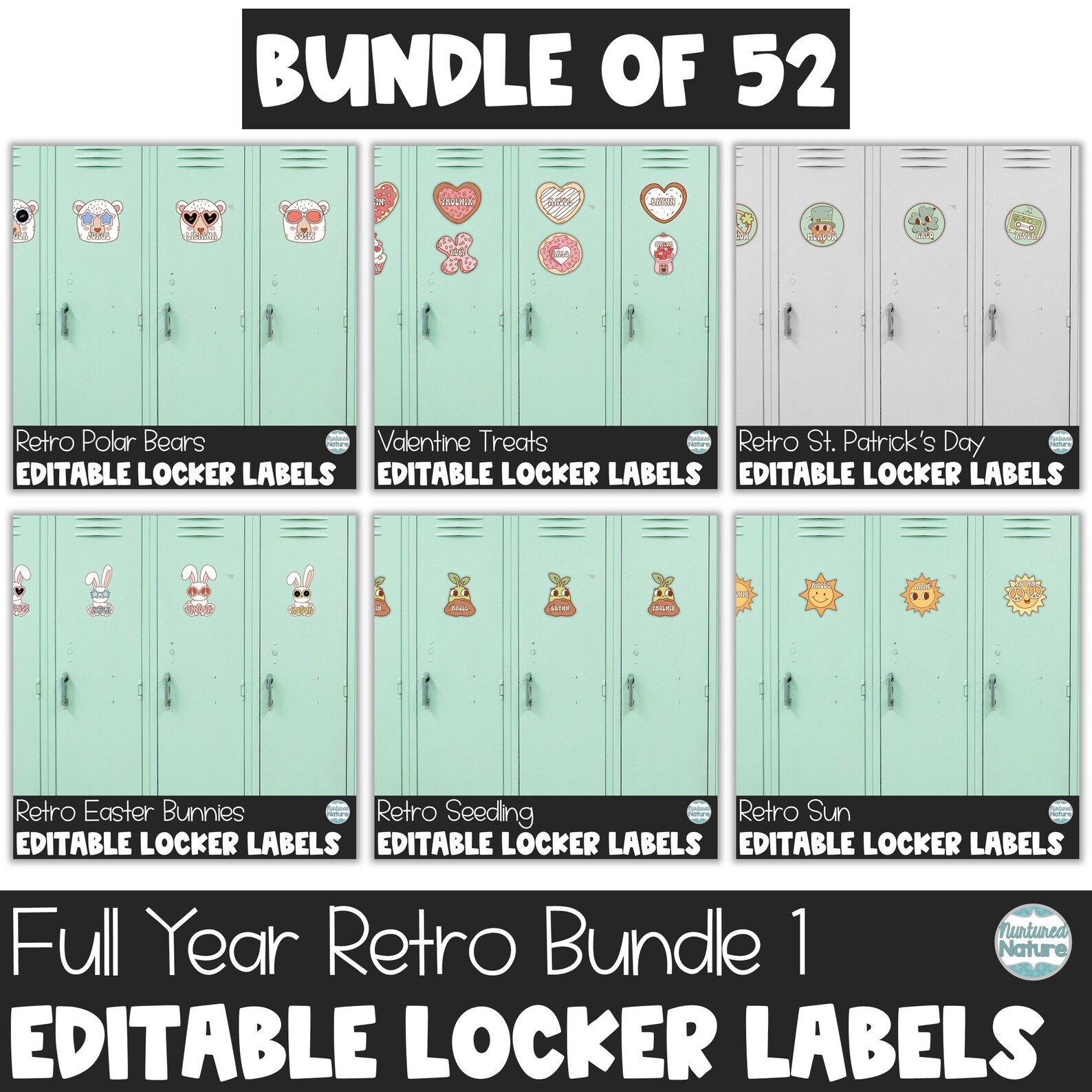 Editable Name Tags for School, Retro Cubby Tags, Back to School ...