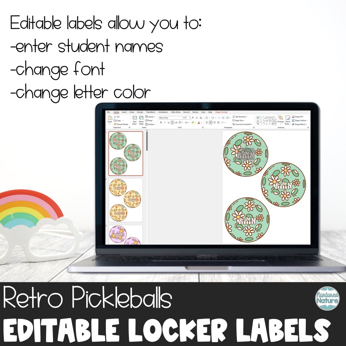 Editable Name Tags for School, Retro Pickleball, Cubby Tags, Classroom ...