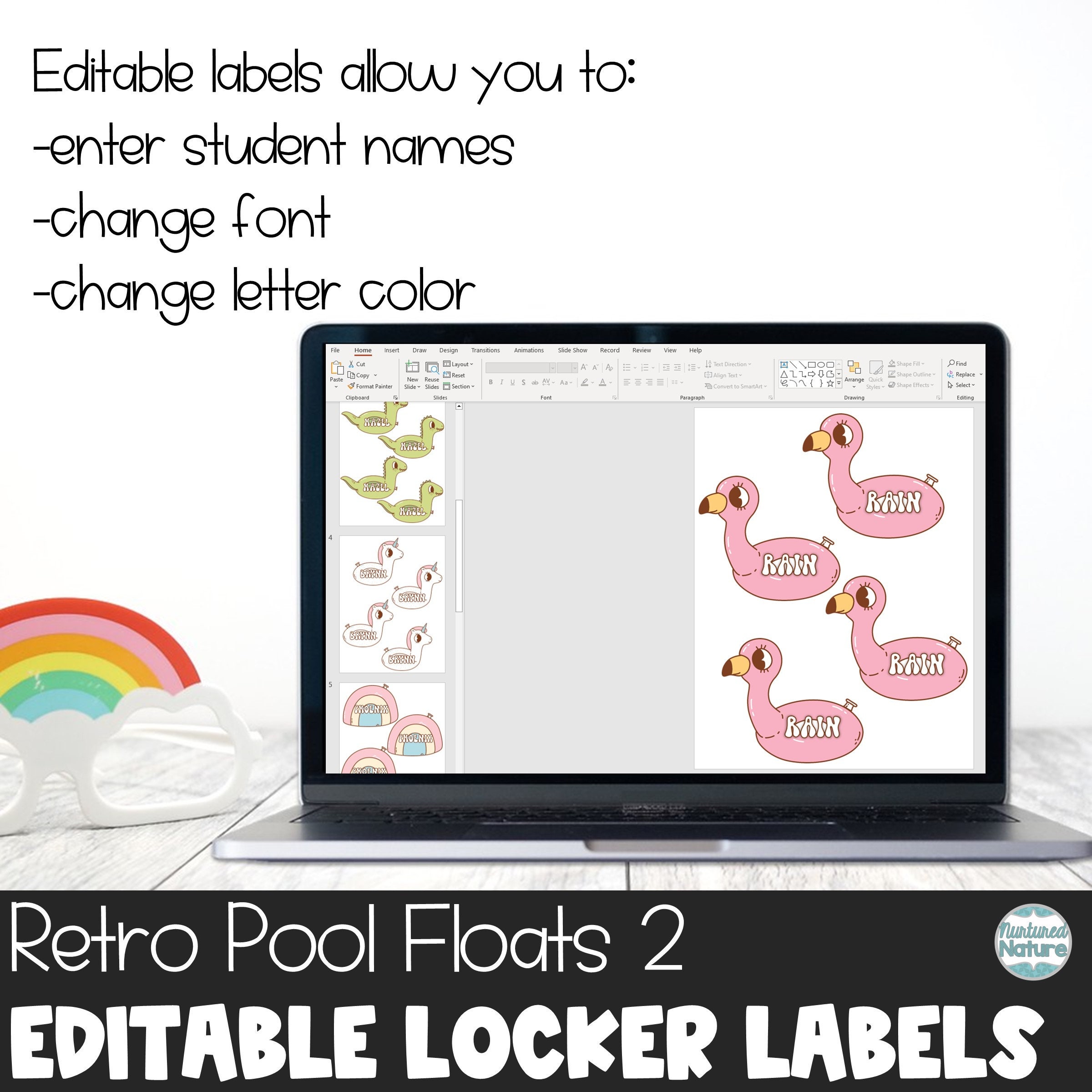 Editable Name Tags for School, Retro Summer, Cubby Tags, Editable ...