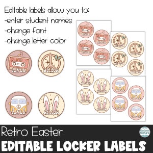 Easter Decor, Cubby Tags, Retro Decor, Editable Labels Printable ...