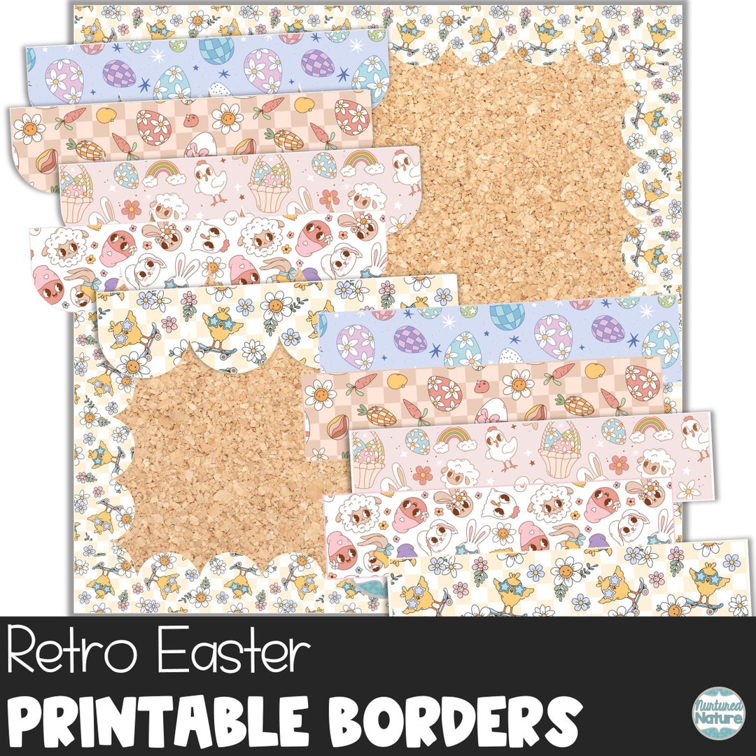 Easter Bulletin Board Border, Retro Easter Bunny, Retro Bulletin Board ...