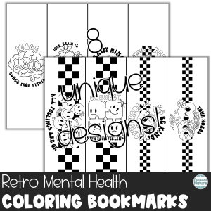 Retro Mental Health Bookmark, Coloring Bookmarks, Feelings Printable ...