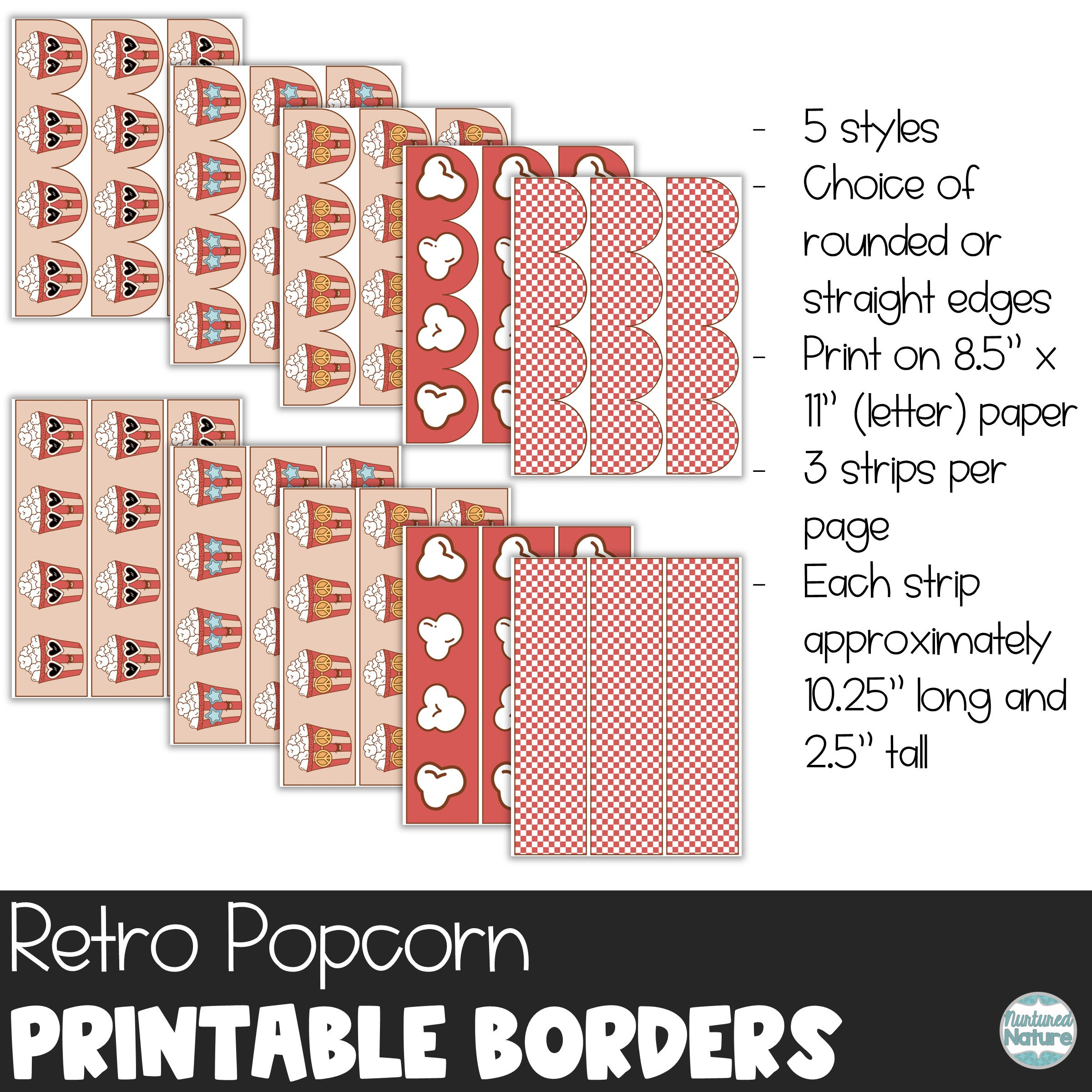Printable Bulletin Board Border, Retro Classroom Decor, Retro Popcorn ...