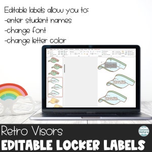 Editable Name Tags for School, Retro Pickleball Visors, Cubby Tags ...