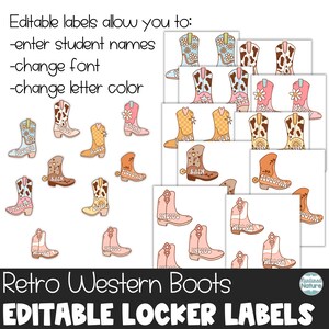 Editable Name Tags for School, Retro Western Print Cowgirl Decor ...
