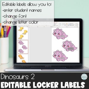 Editable Name Tags for School, Dinosaur Printable, Cubby Tags, Locker ...