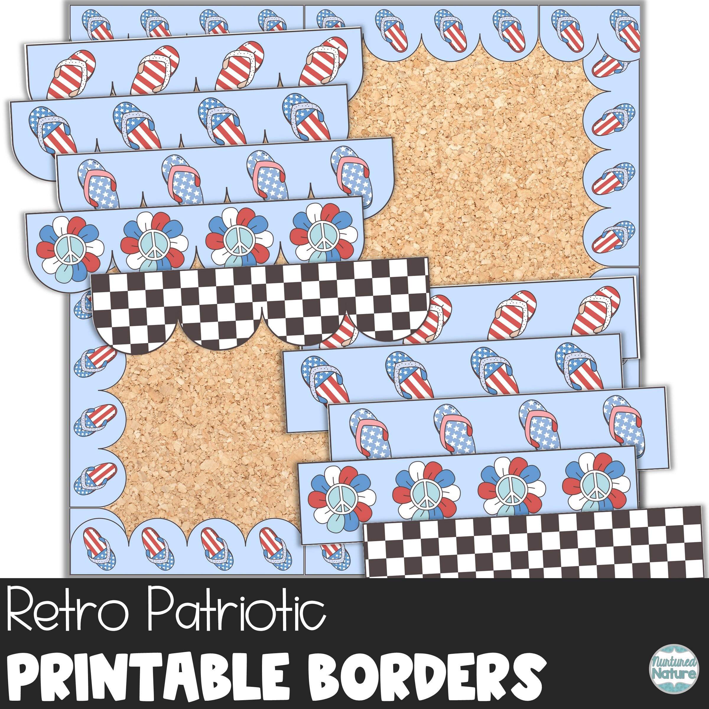 Printable Bulletin Board Border, Retro Classroom Decor, Flip Flops ...