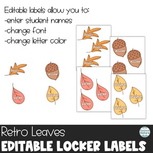 Editable Name Tags for School, Retro Fall Vibes, Autumn Leaves, Cubby ...