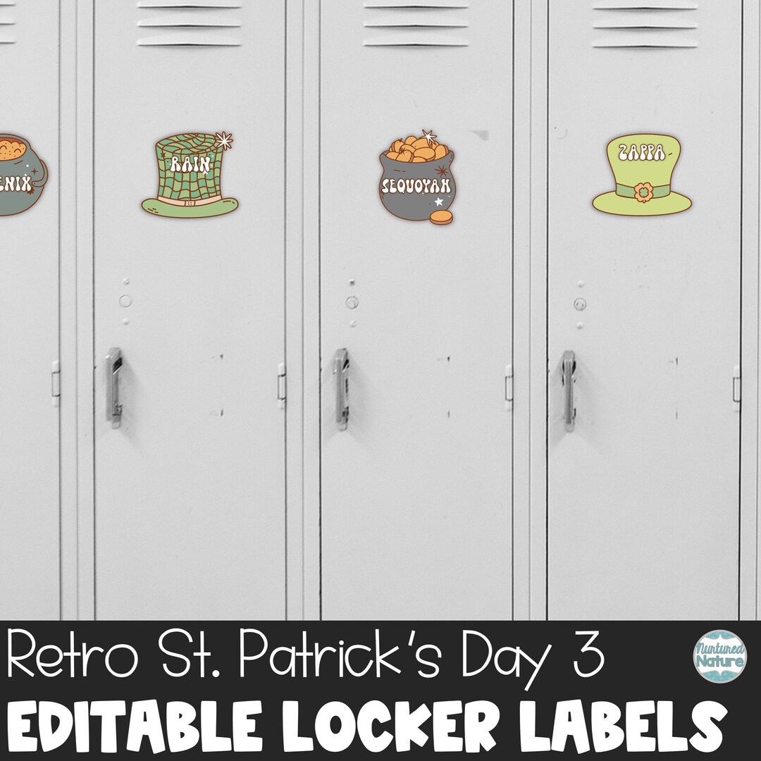 Editable Name Tags for School, Retro St Patricks Day Decor, March Cubby ...