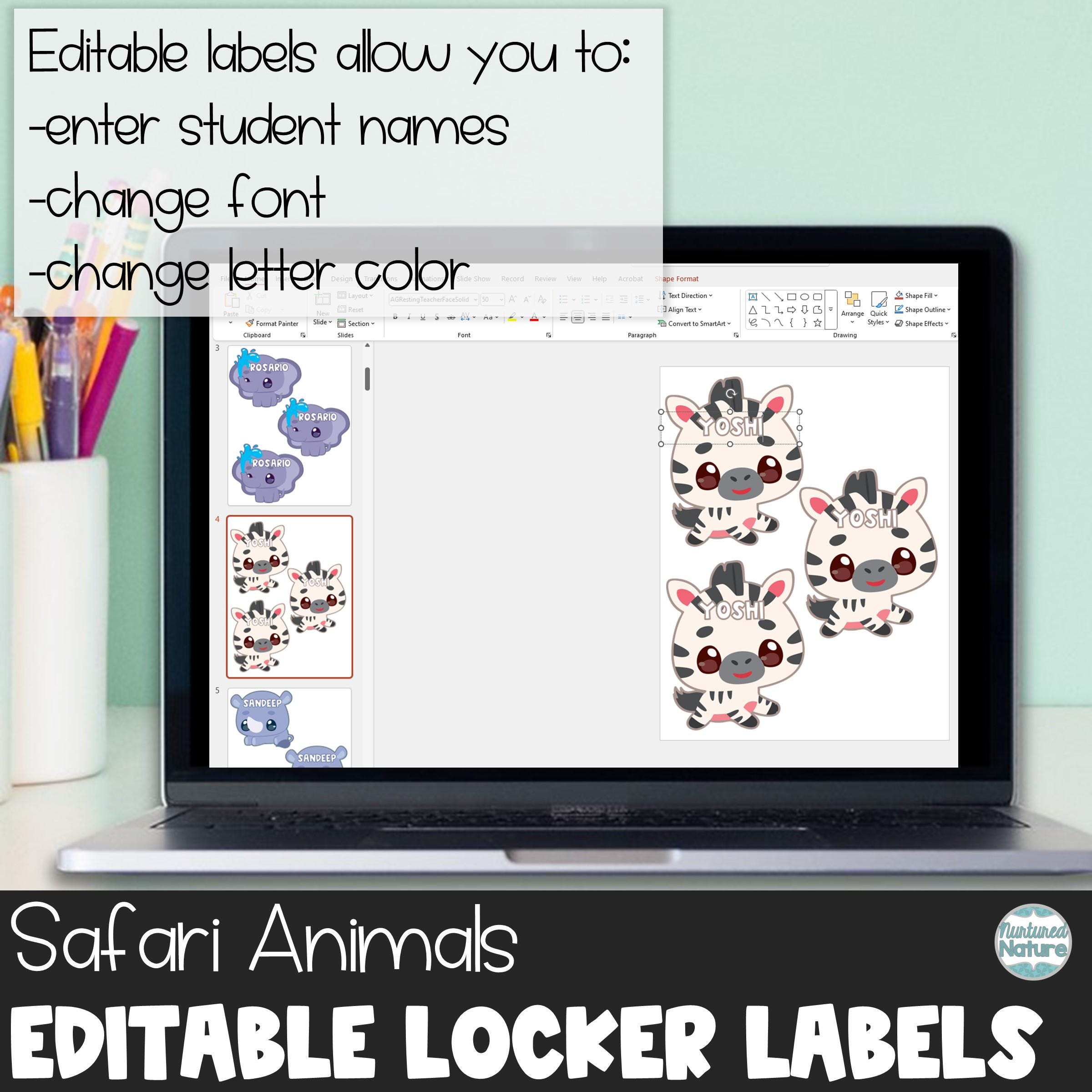 Editable Name Tags for School, Safari Animal Printables, Cubby Tags ...