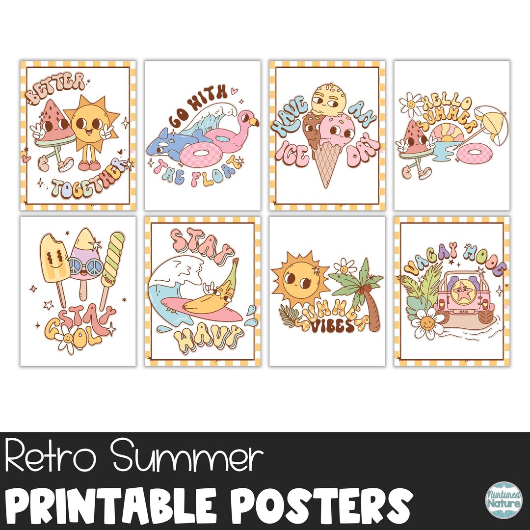 Summer Bulletin Board, Retro Summer Posters for Teachers, Groovy ...