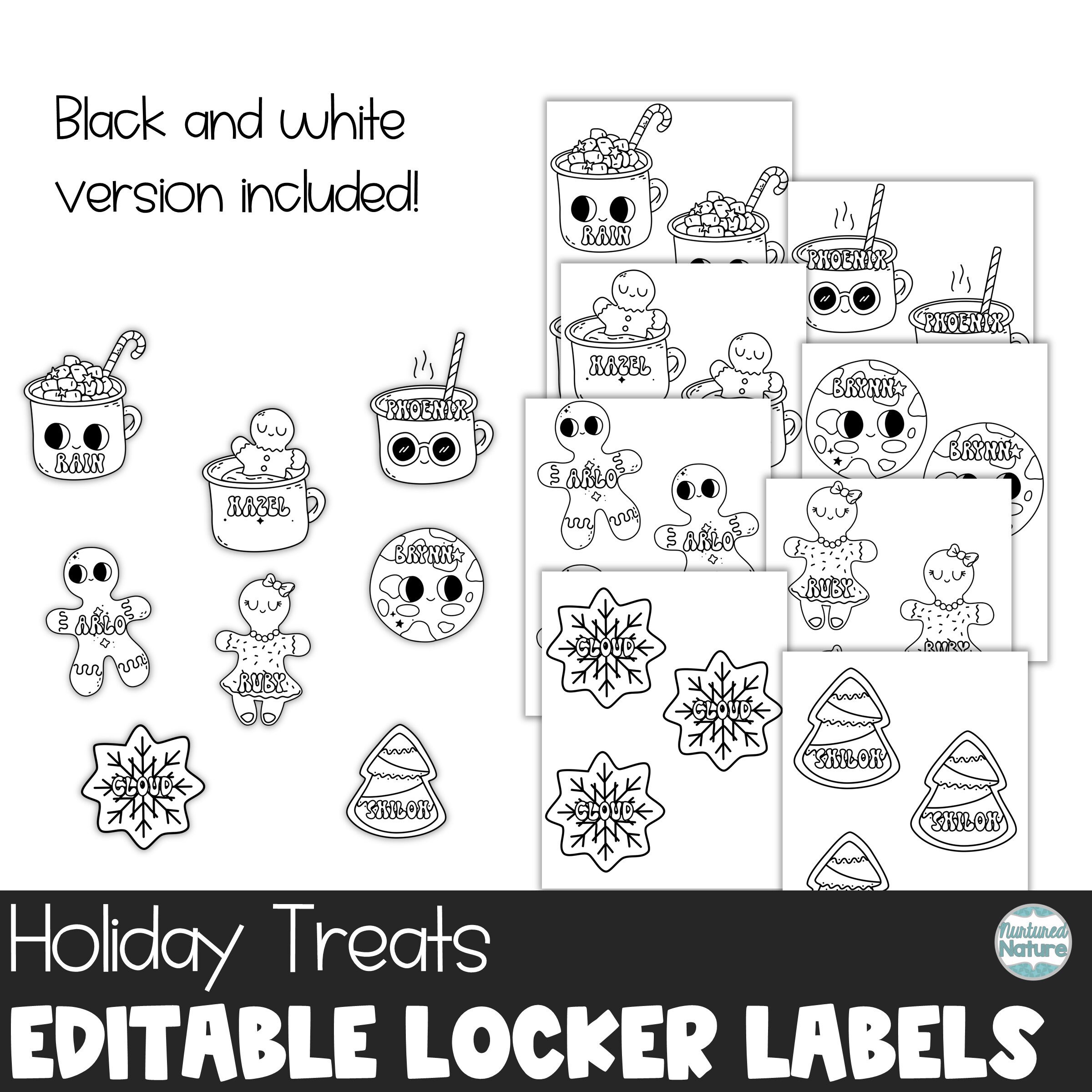Editable Name Tags for School, Retro Christmas Downloads, Hot Cocoa ...