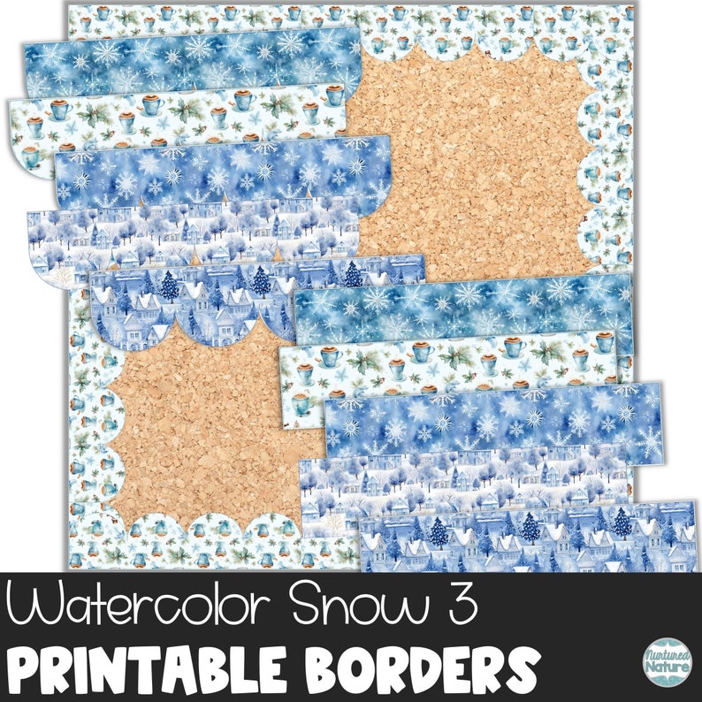 Winter Bulletin Board Border, Watercolor Classroom, January Bulletin ...