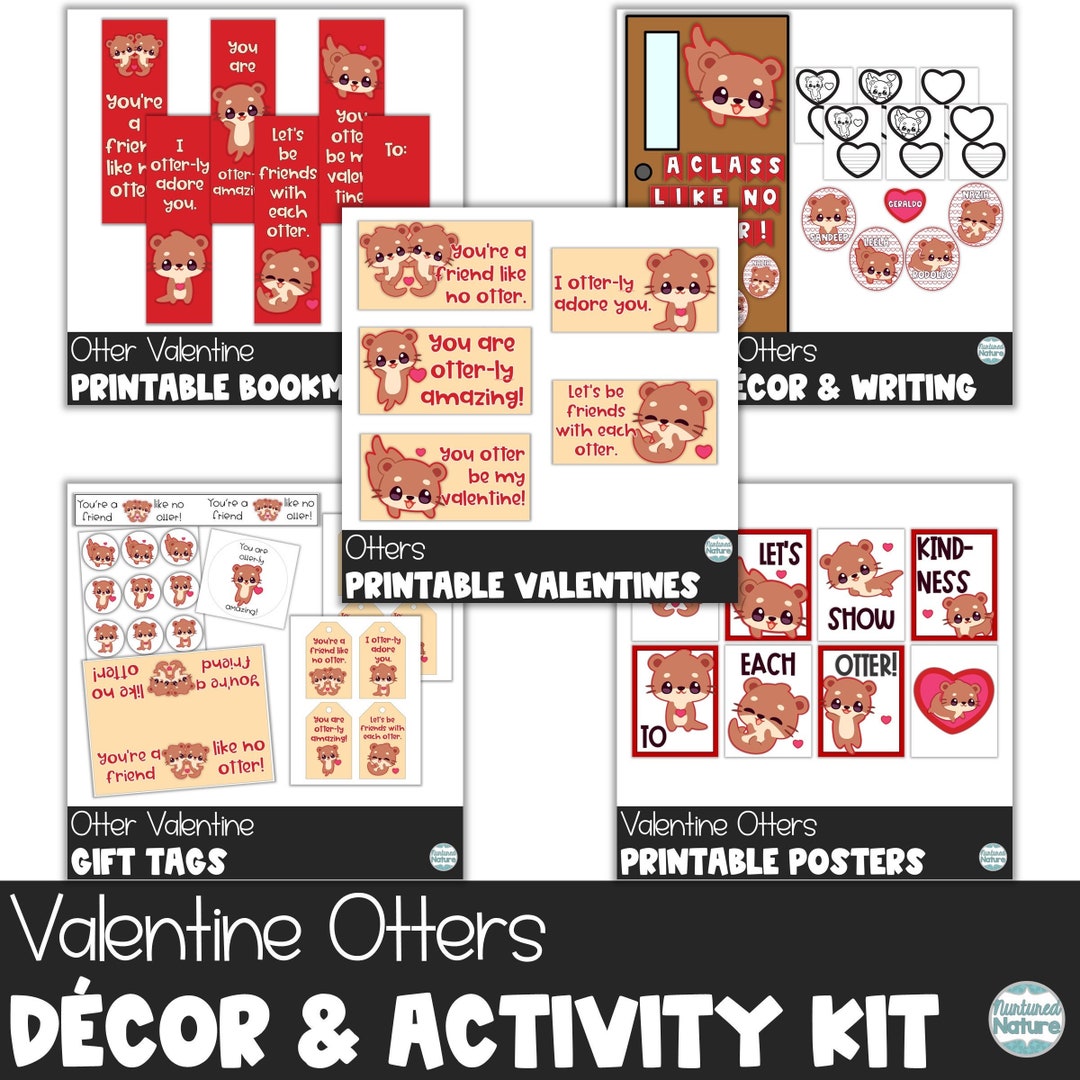 Otter Party Supplies, Valentine’s Day Party Printables, Party Decor for ...