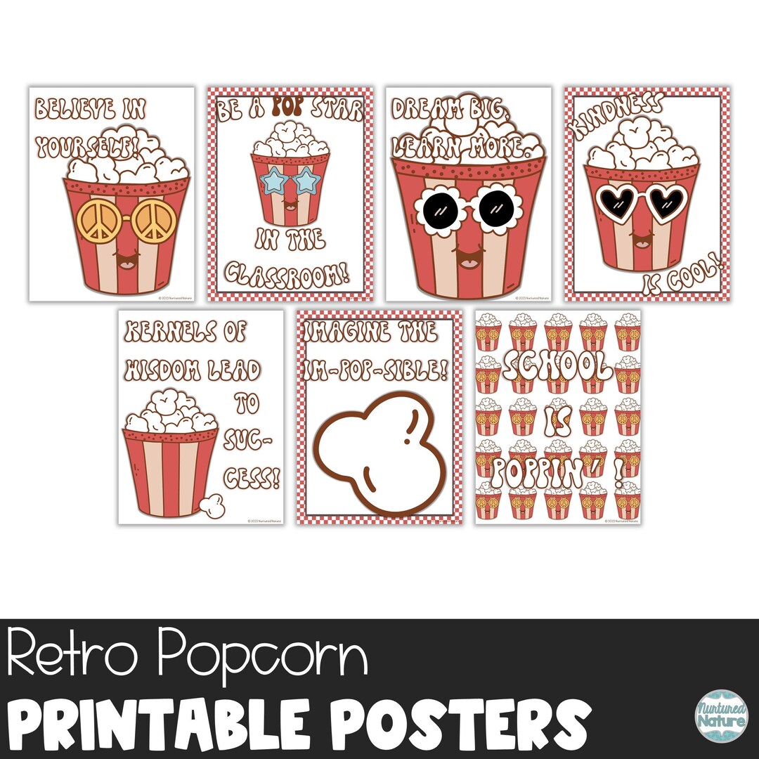 Retro Back to School Bulletin Board, Retro Classroom Decor, Popcorn ...