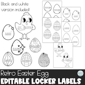 Easter Decor, Cubby Tags, Retro Decor, Editable Labels Printable ...