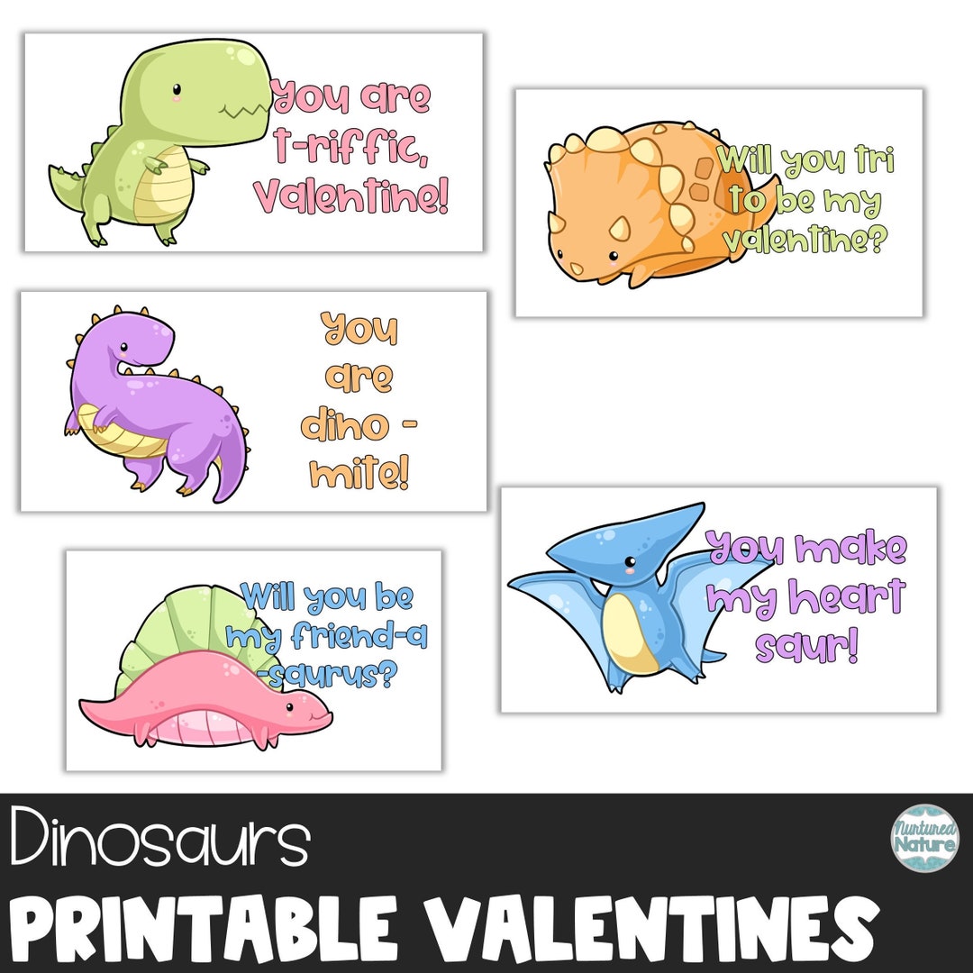 Dinosaur Valentines Cards, Valentines Day Cards for Kids Classrooms ...