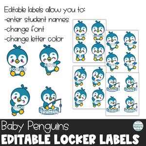 Cubby Labels, Baby Penguin, Locker Label Set, Editable Locker Labels ...