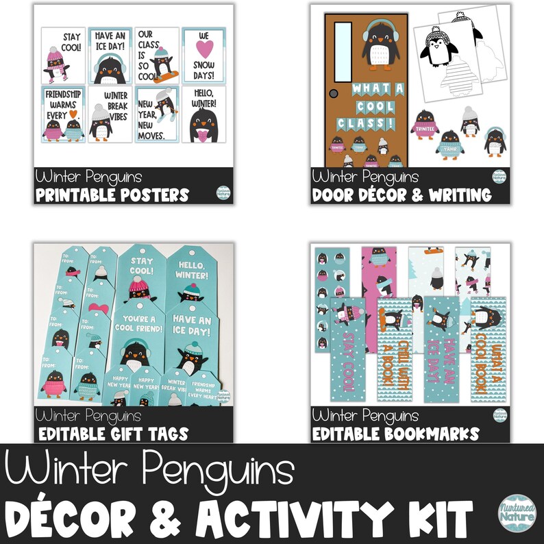 Penguin Winter Classroom Decor Kit, Winter Decorations, Class Gifts ...