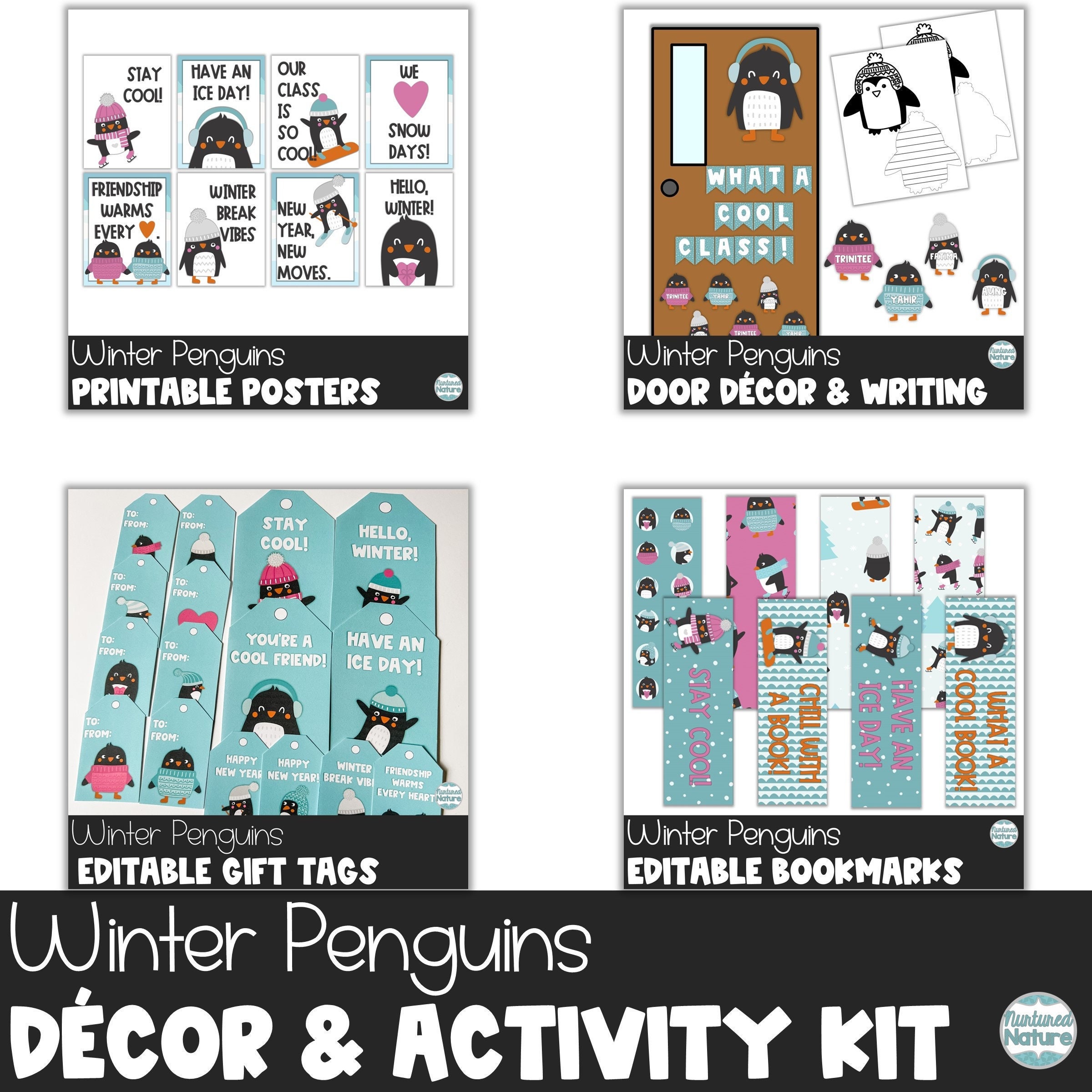 Penguin Winter Classroom Decor Kit, Winter Decorations, Class Gifts ...