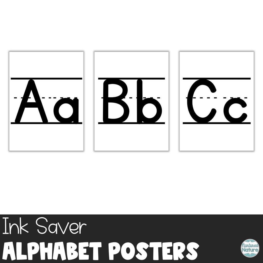 Lined Alphabet ABC Poster Set - Printable Classroom Decor - Ink Saver ...