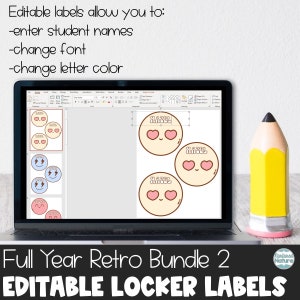 Editable Name Tags for School, Retro Cubby Tags, Back to School ...