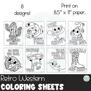 Retro Western Coloring Pages, Kids Printable Activities, Instant ...