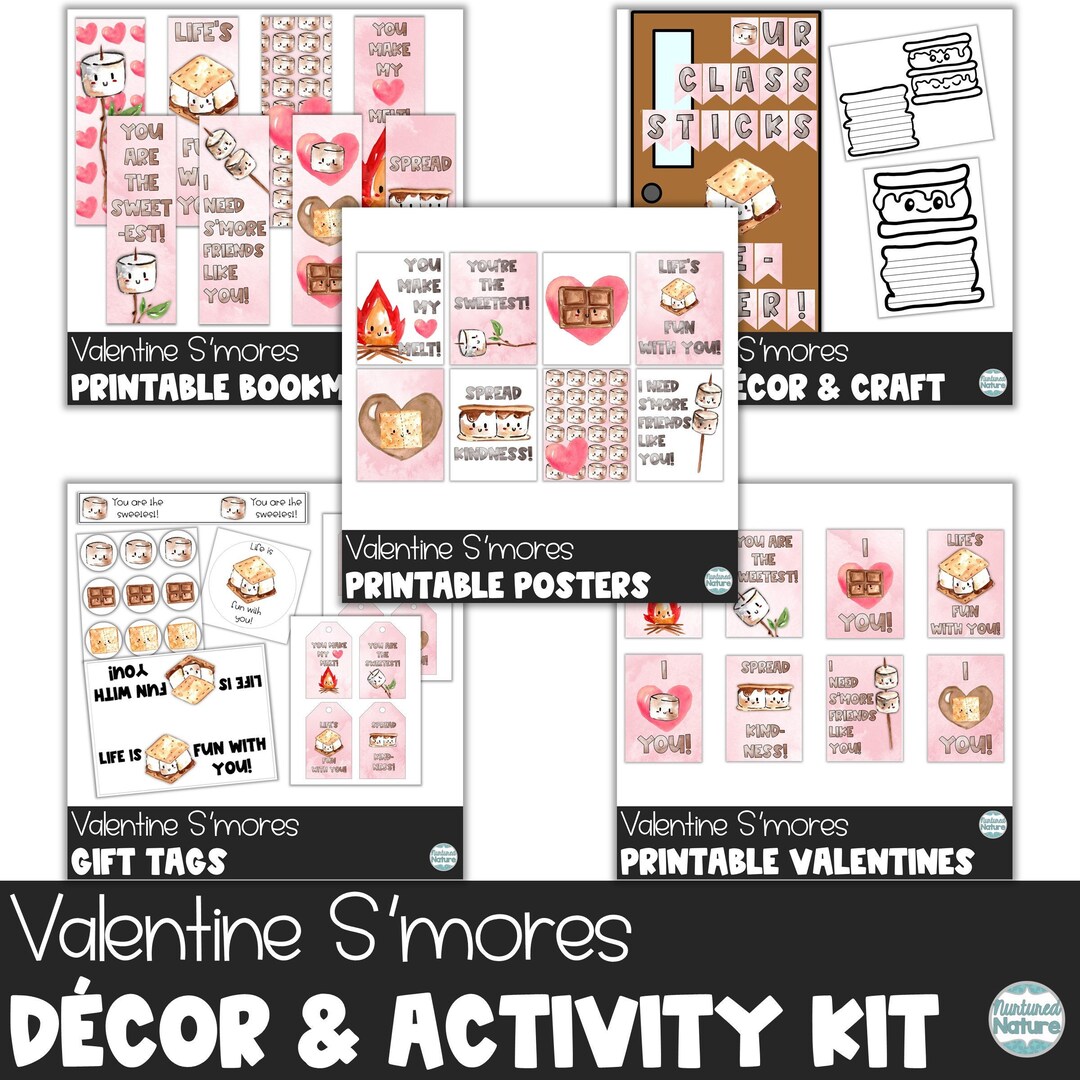 Valentine’s Day Party Printables, Smores Party Kit, Smores Party Decor ...