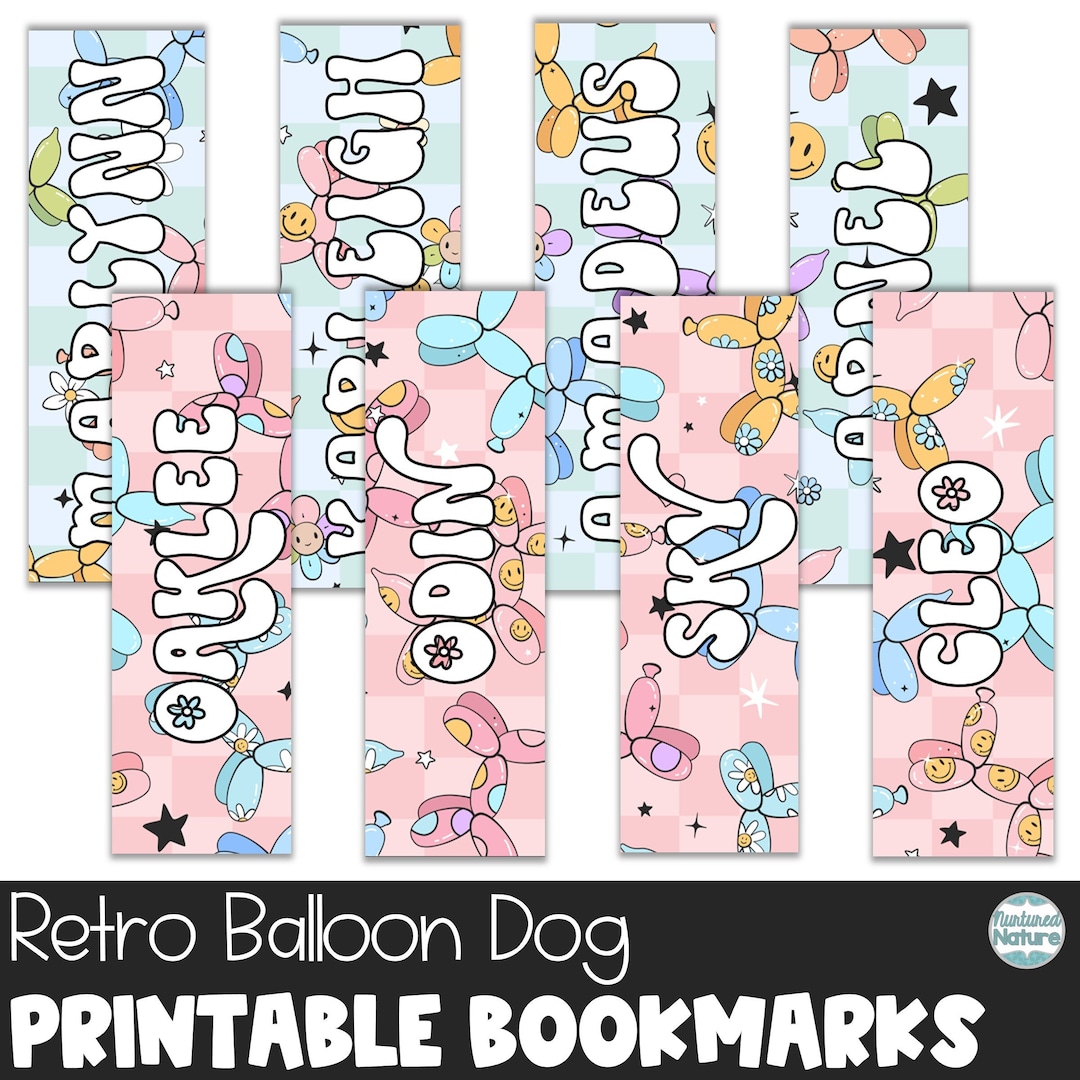 Editable Name Bookmarks, Birthday Bookmark Printable for Kids, Retro ...