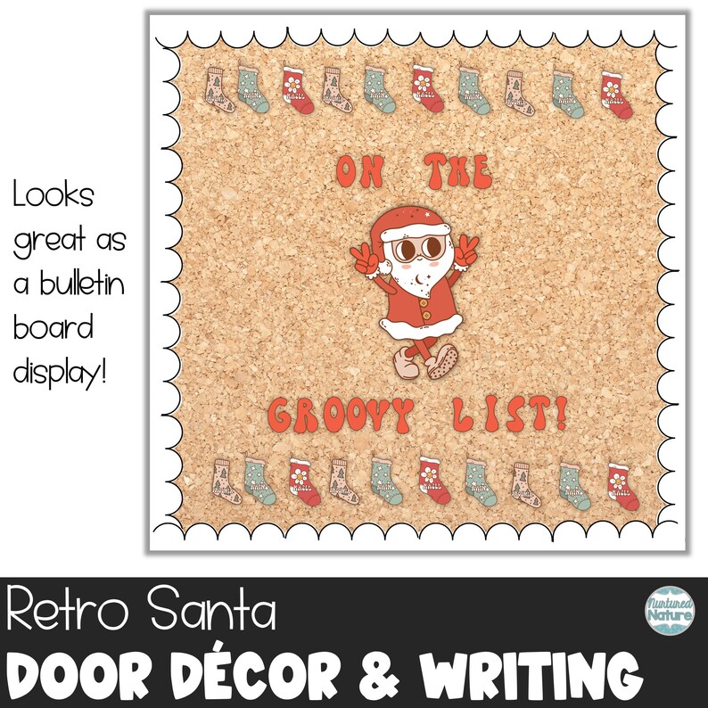 Christmas Classroom Door Decoration, Holiday Bulletin Board, Retro ...