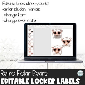 Editable Name Tags for School, Polar Bear Printable, Retro Winter ...