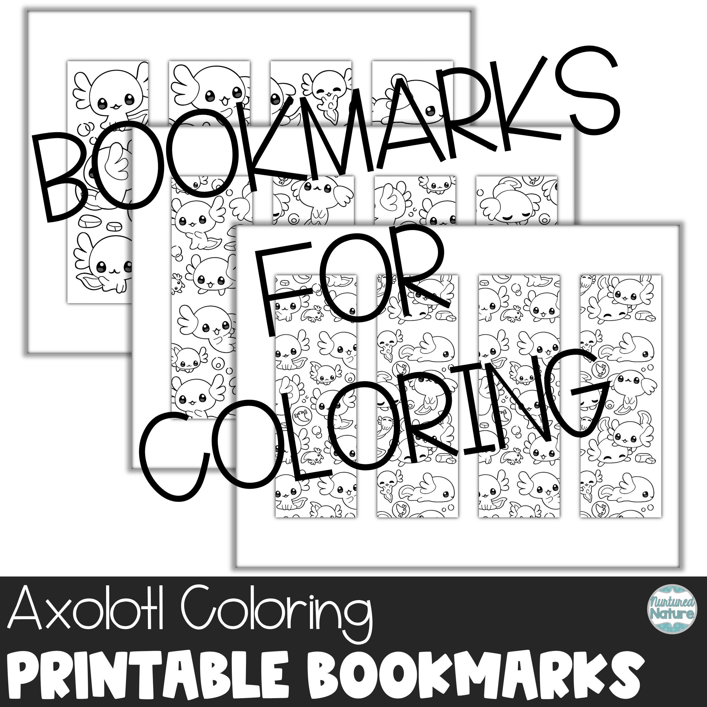 Axolotl Bookmarks for Kids Coloring Bookmarks Valentine Day - Etsy