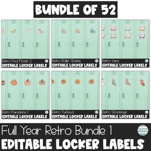 Editable Name Tags for School, Retro Cubby Tags, Back to School ...