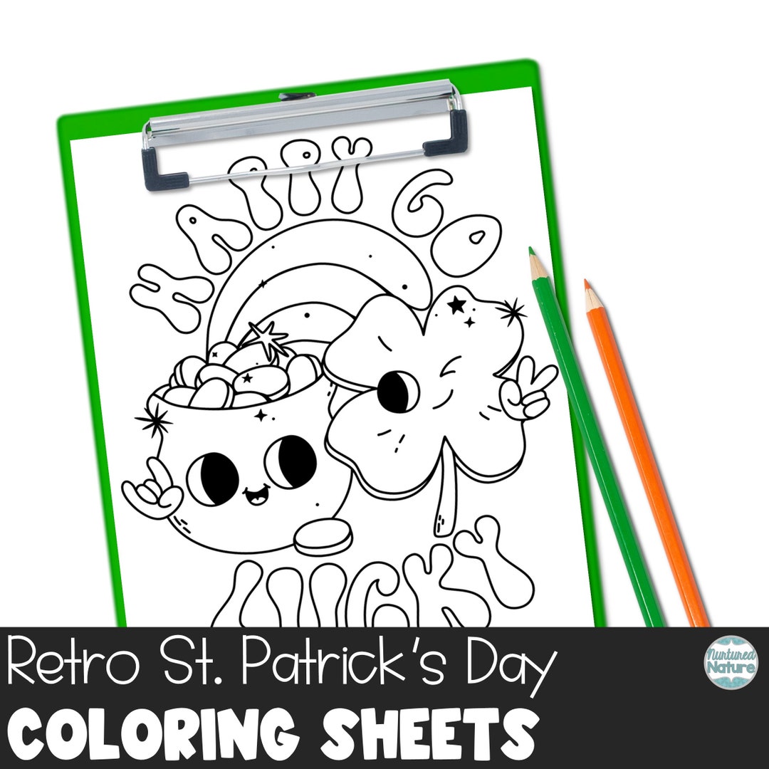 St Patricks Day Coloring Pages for Kids, Retro Coloring Pages Printable ...