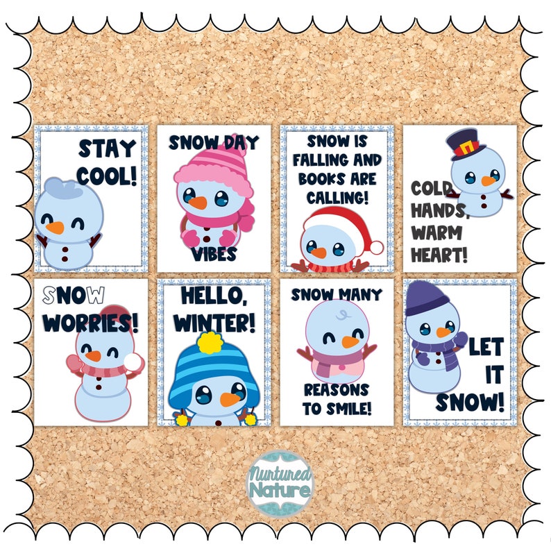 Snowman Winter Posters for Classroom, January Bulletin Board Kit ...