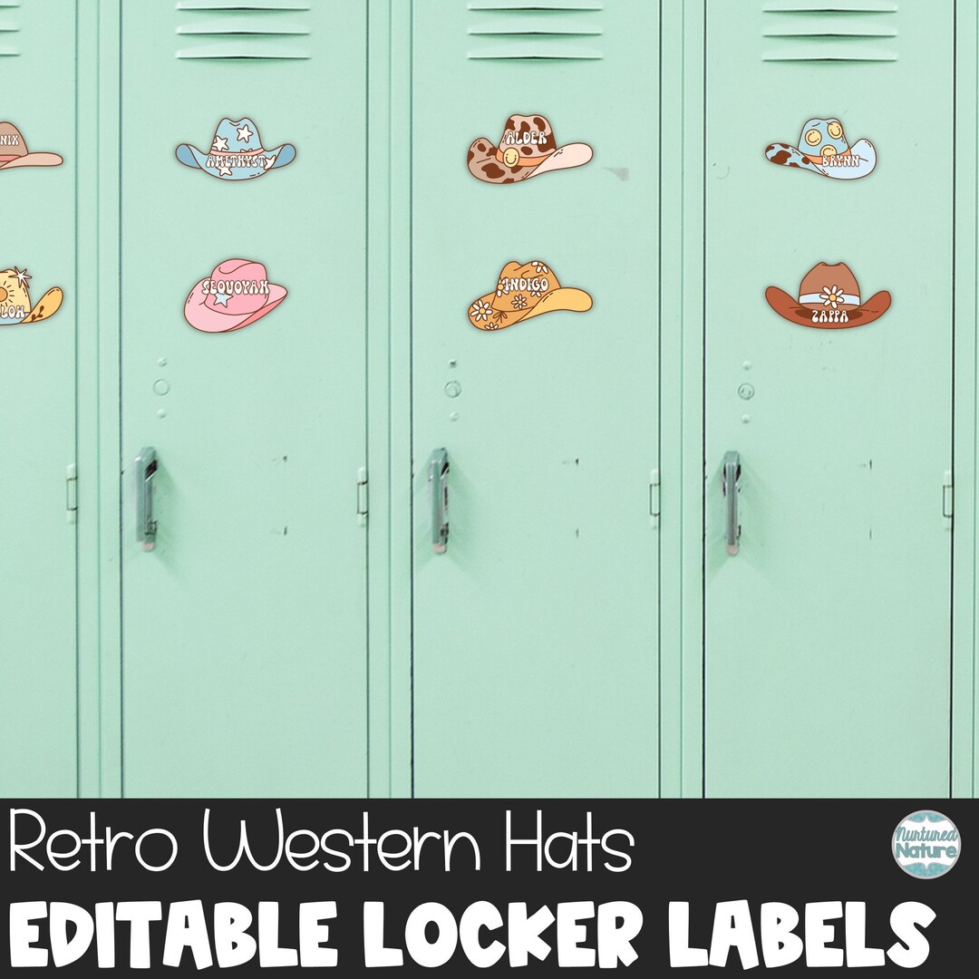 Editable Name Tags for School, Retro Western Print Cowgirl Decor ...