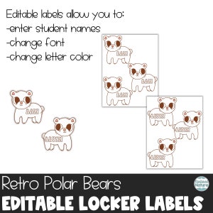 Editable Name Tags for School, Polar Bear Printable, Retro Winter ...