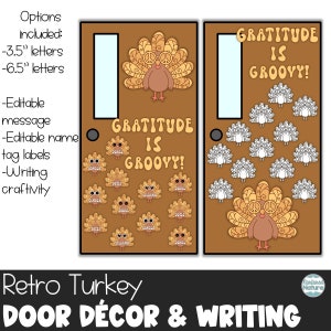 Thanksgiving Classroom Door Decoration, Turkey Bulletin Board, Retro ...