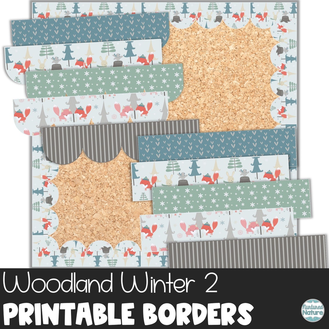 Winter Bulletin Board Border, Woodland Animals Winter, January Bulletin ...