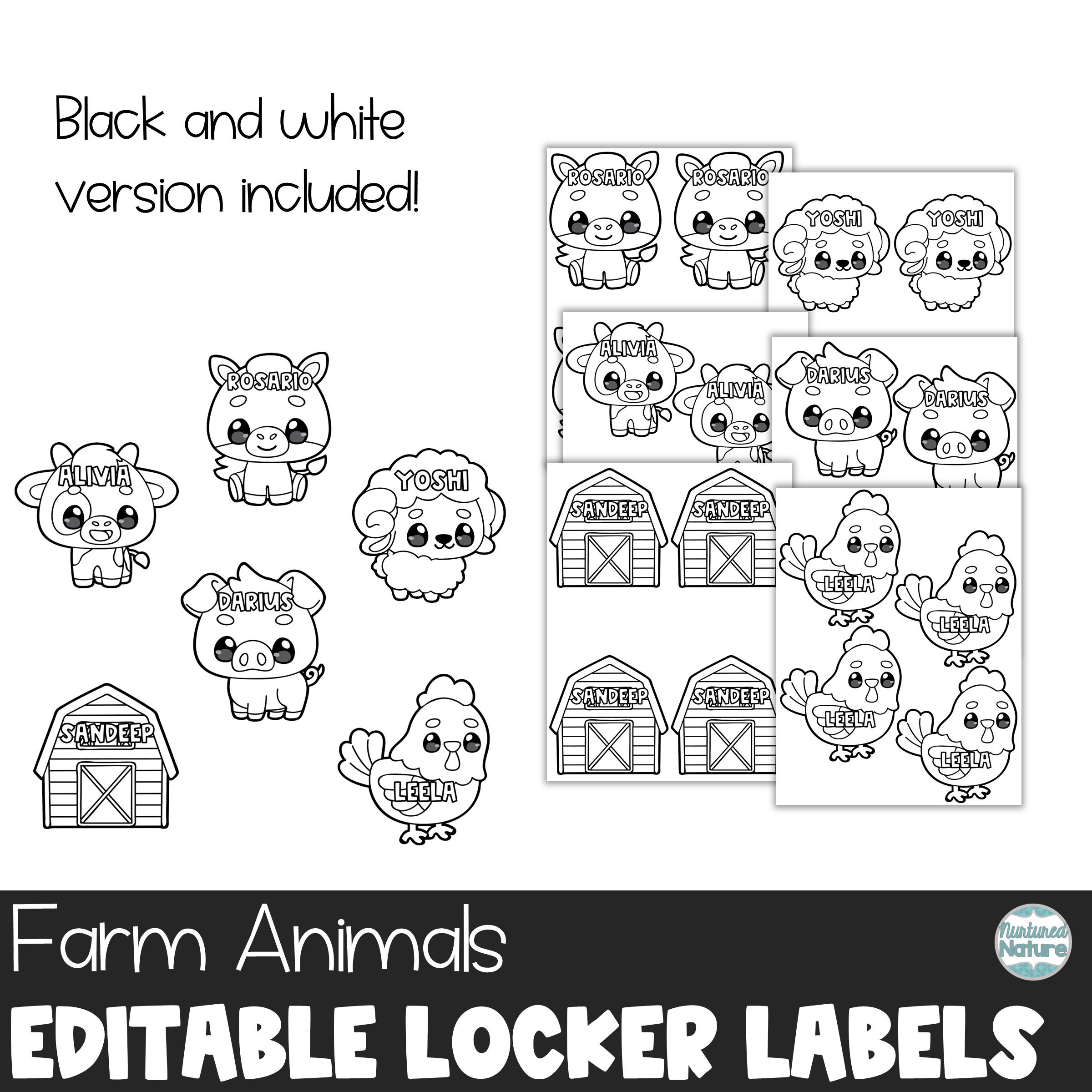 Editable Name Tags for School, Farm Animal Printables, Cubby Tags ...