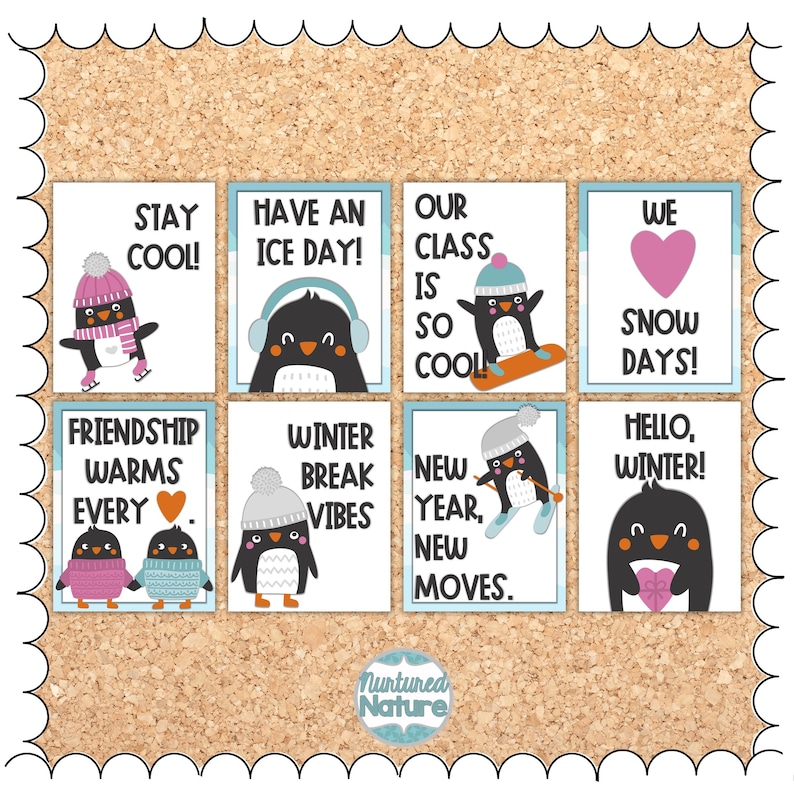 Penguin Winter Posters for Bulletin Board Printable - Etsy