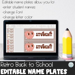 Classroom Name Tags, Back to School Classroom Decor, Retro Name Plate ...