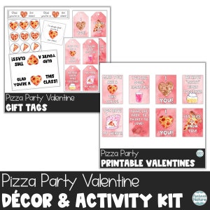 Valentine’s Day Party Printables, Pizza Party Kit for Kids, Pizza Party ...