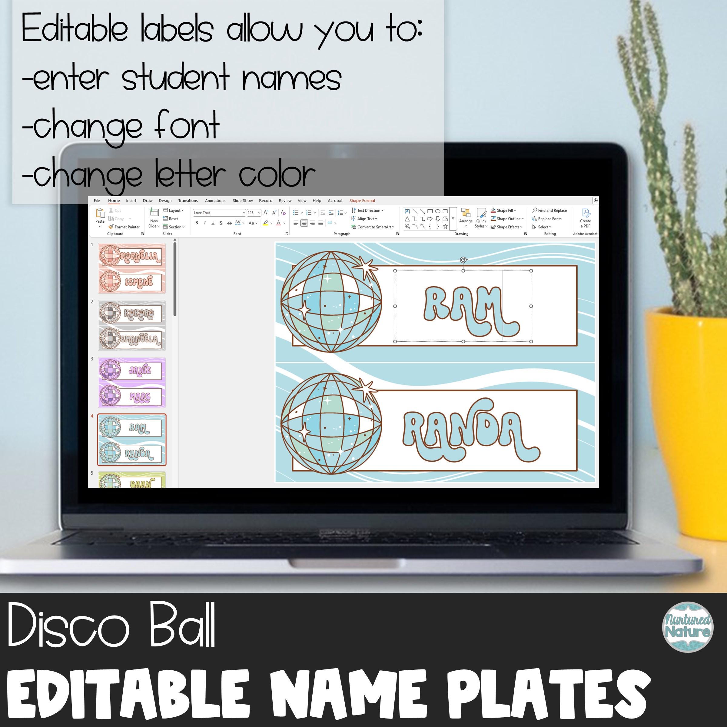 Classroom Name Tags, Disco Ball Back to School Classroom Decor, Retro ...