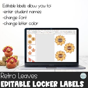 Editable Name Tags for School, Retro Fall Vibes, Autumn Leaves, Cubby ...