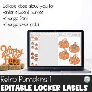 Editable Name Tags for School, Retro Fall Vibes, Pumpkin Name Tags ...