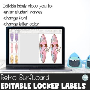 Editable Name Tags for School, Retro Summer, Cubby Tags, Editable ...