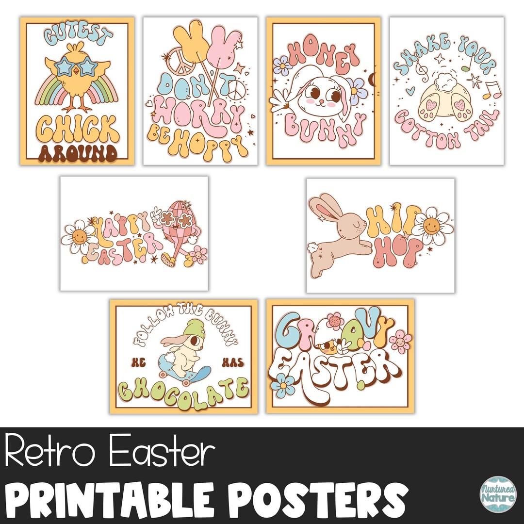 Easter Bulletin Board Kit, Retro Poster Digital Download, Easter ...
