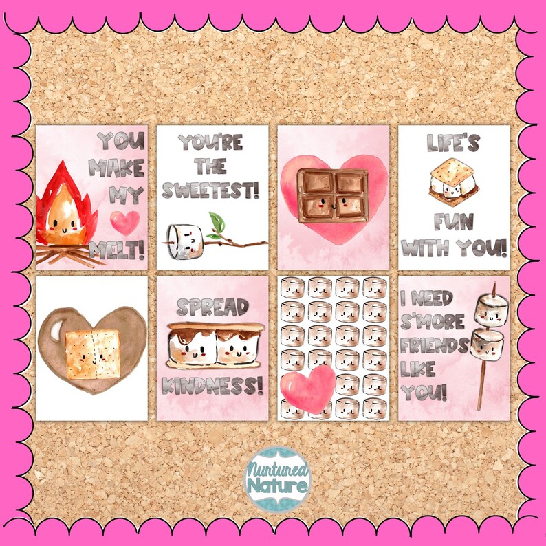 Valentines Day Bulletin Board Printable Poster Set Smores - Etsy