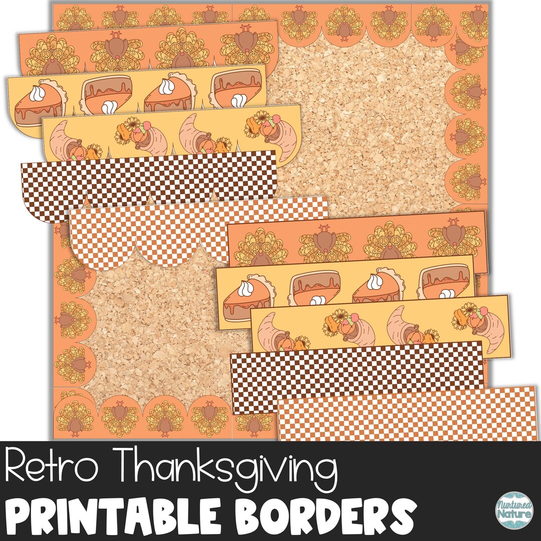 Retro Bulletin Border, Fall Classroom Decor, Thanksgiving Bulletin ...